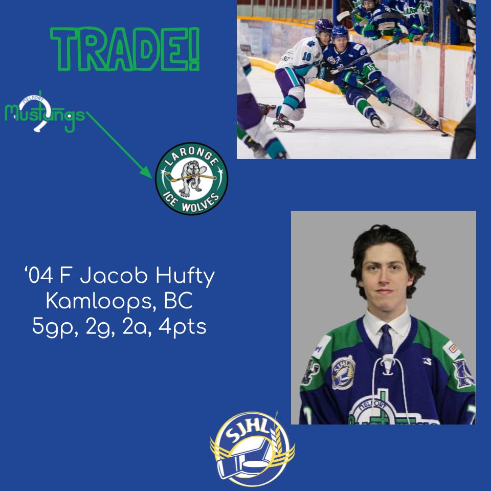 Jacob Hufty traded to the La Ronge Ice Wolves | Melfort Mustangs